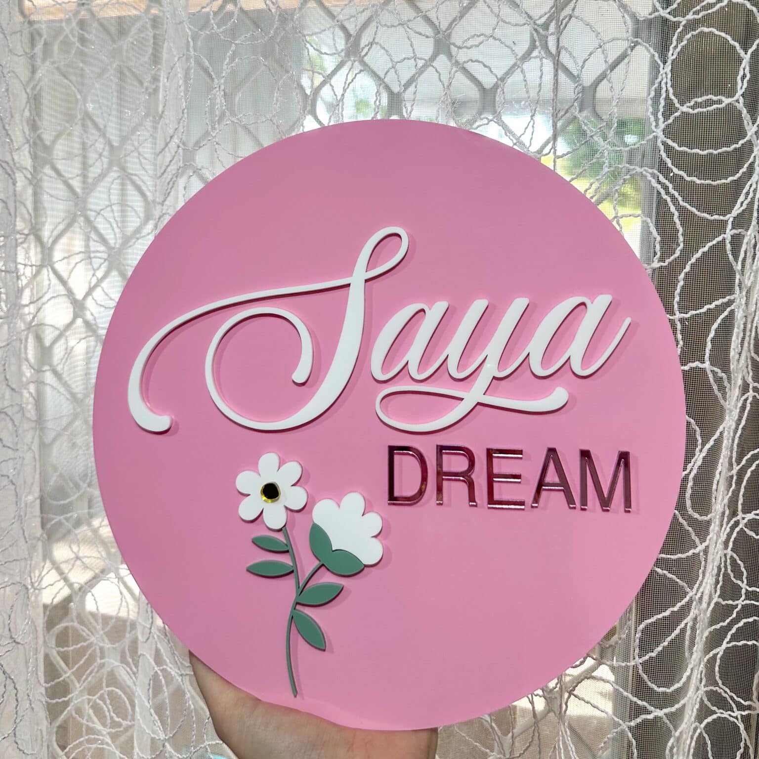 Personalised 3D Acrylic Circle Name Sign with Icon | AU Made