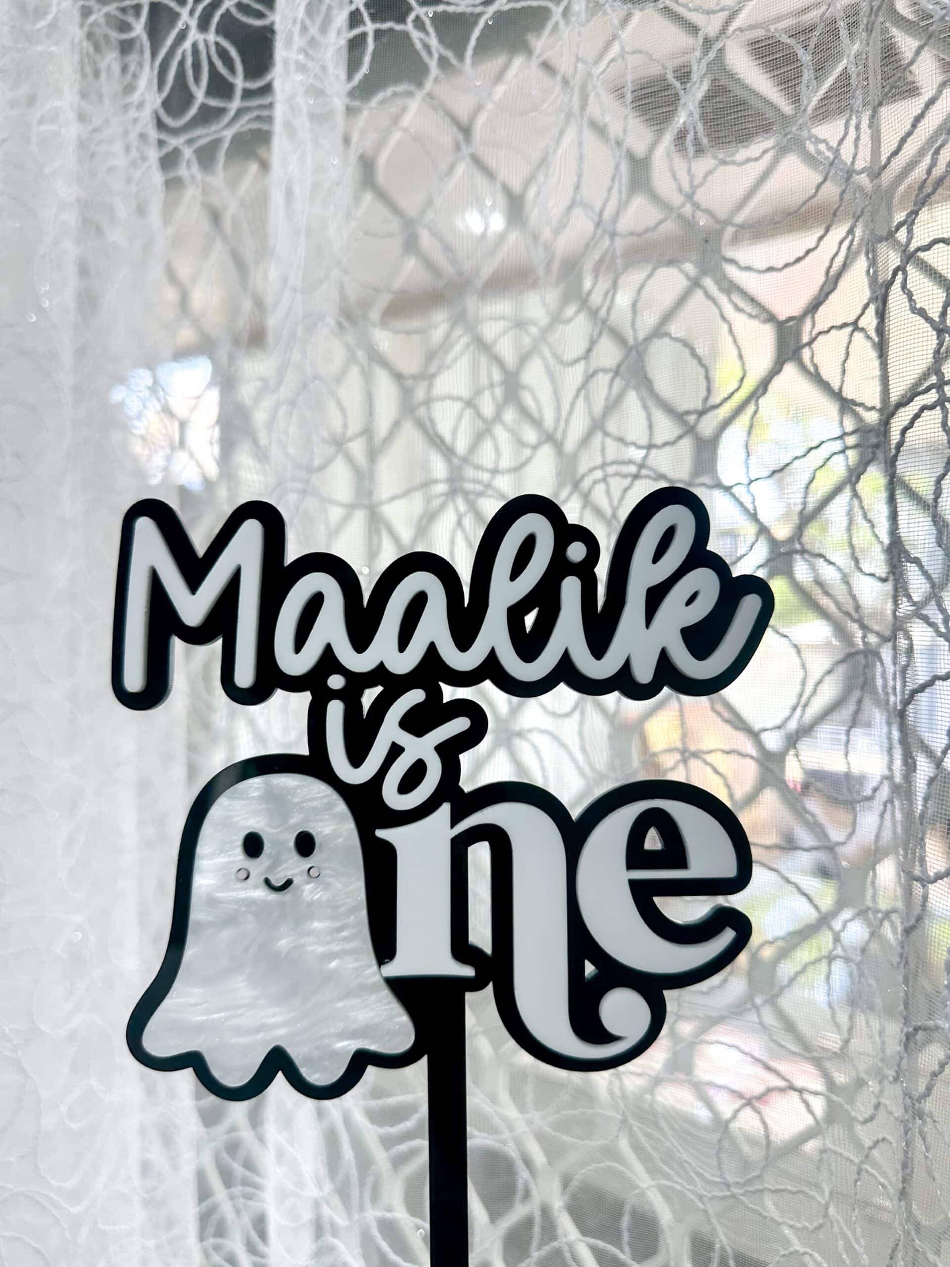 Personalised Halloween Cake Topper – Name is Age Ghost